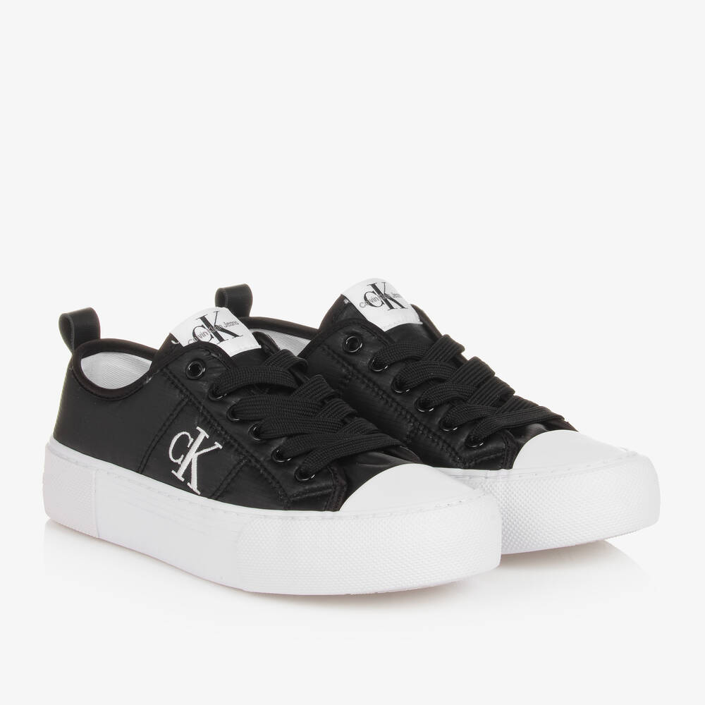 Teen Girls Black Padded Lace Up Trainers