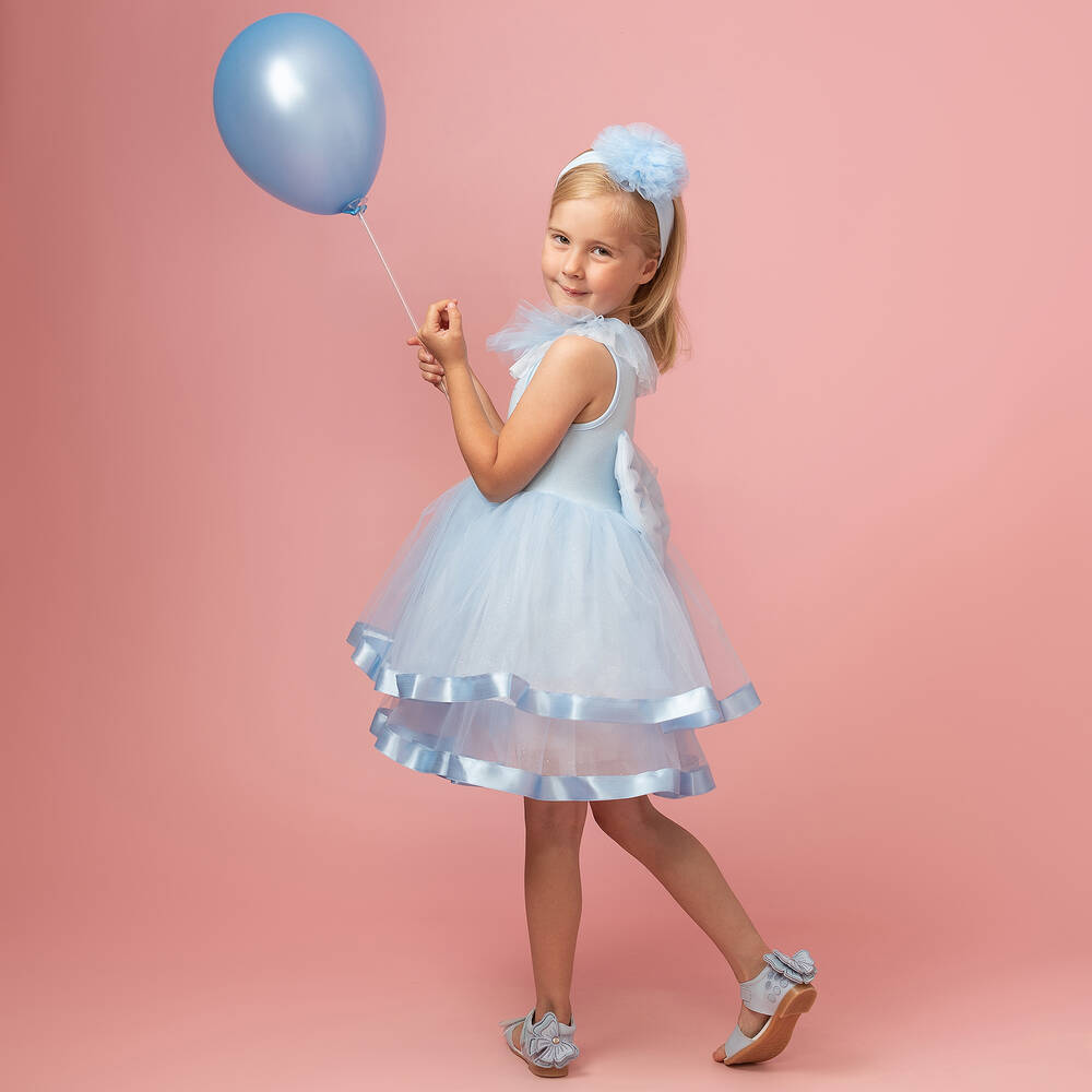 Caramelo Kids - Girls Blue Sparkly Tulle Dress Set | Childrensalon Outlet