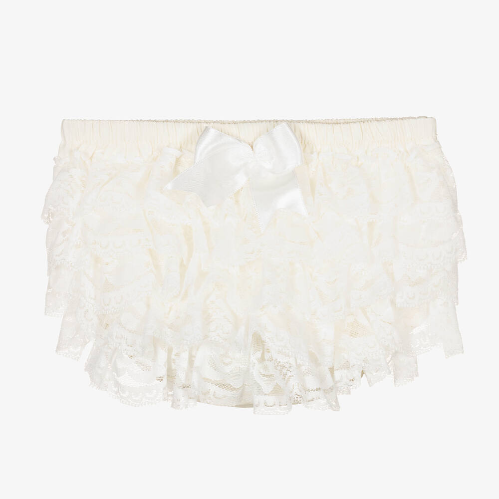 Caramelo Kids - Girls Ivory Cotton Lace Frilly Pants | Childrensalon Outlet