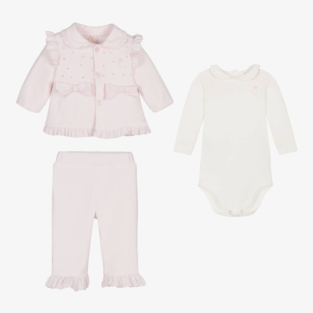 Caramelo Kids - Girls Pink Cotton Trouser Set | Childrensalon Outlet