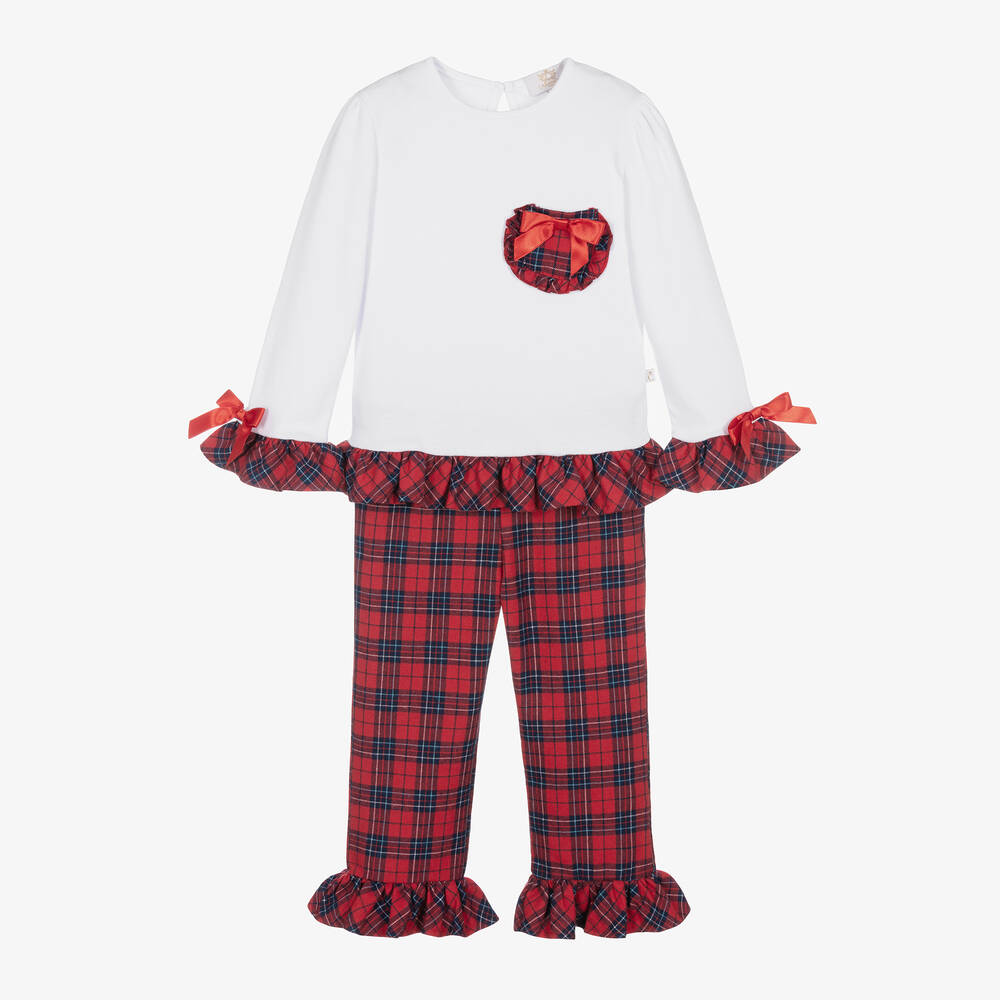 Caramelo Kids - Girls Red Tartan Check Cotton Pyjamas | Childrensalon ...