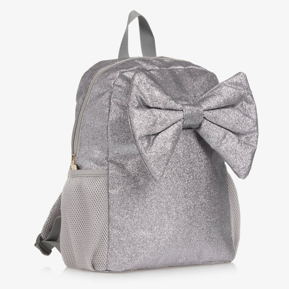 Caramelo Kids - Girls Sparkly Silver Bow Backpack | Childrensalon Outlet