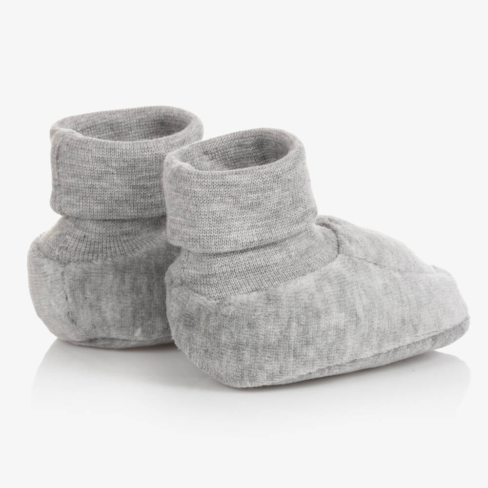 Caramelo Kids - Grey Velour Baby Booties | Childrensalon Outlet