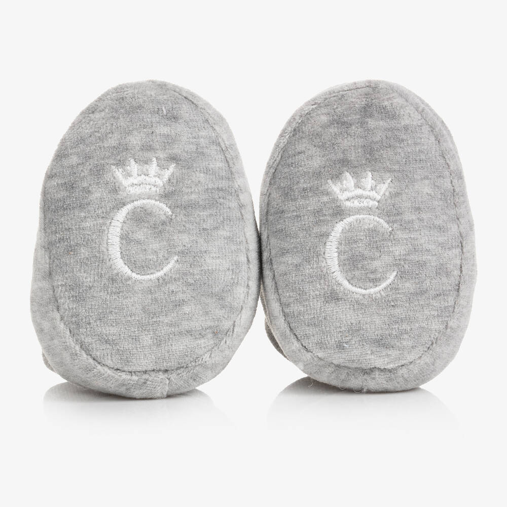 Caramelo Kids - Grey Velour Baby Booties | Childrensalon Outlet