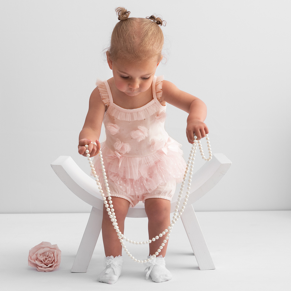 Caramelo Kids - Pink Tulle Shortie & Headband | Childrensalon Outlet