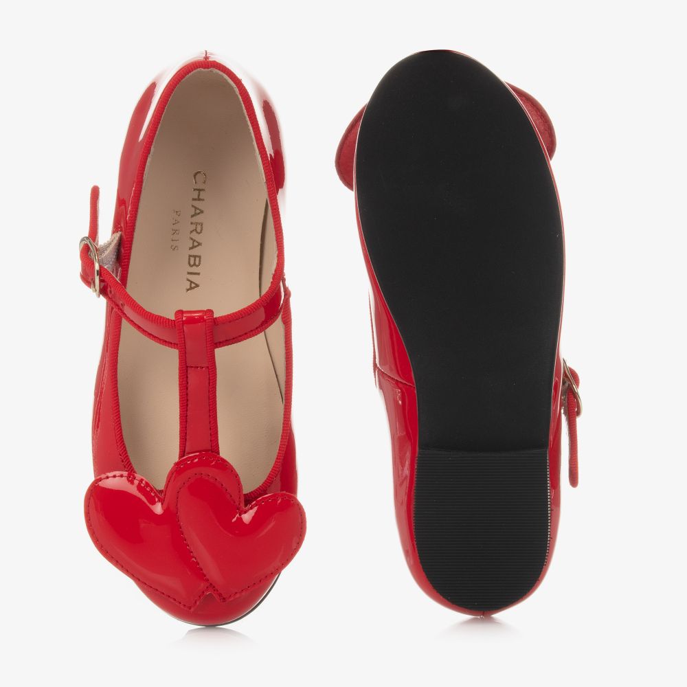 Charabia - Girls Red Leather Heart Shoes | Childrensalon Outlet