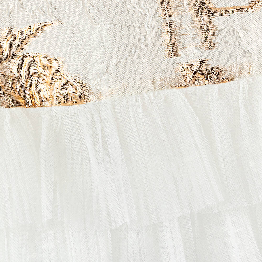 David Charles - Robe ivoire et dorée en brocart fille | Childrensalon Outlet