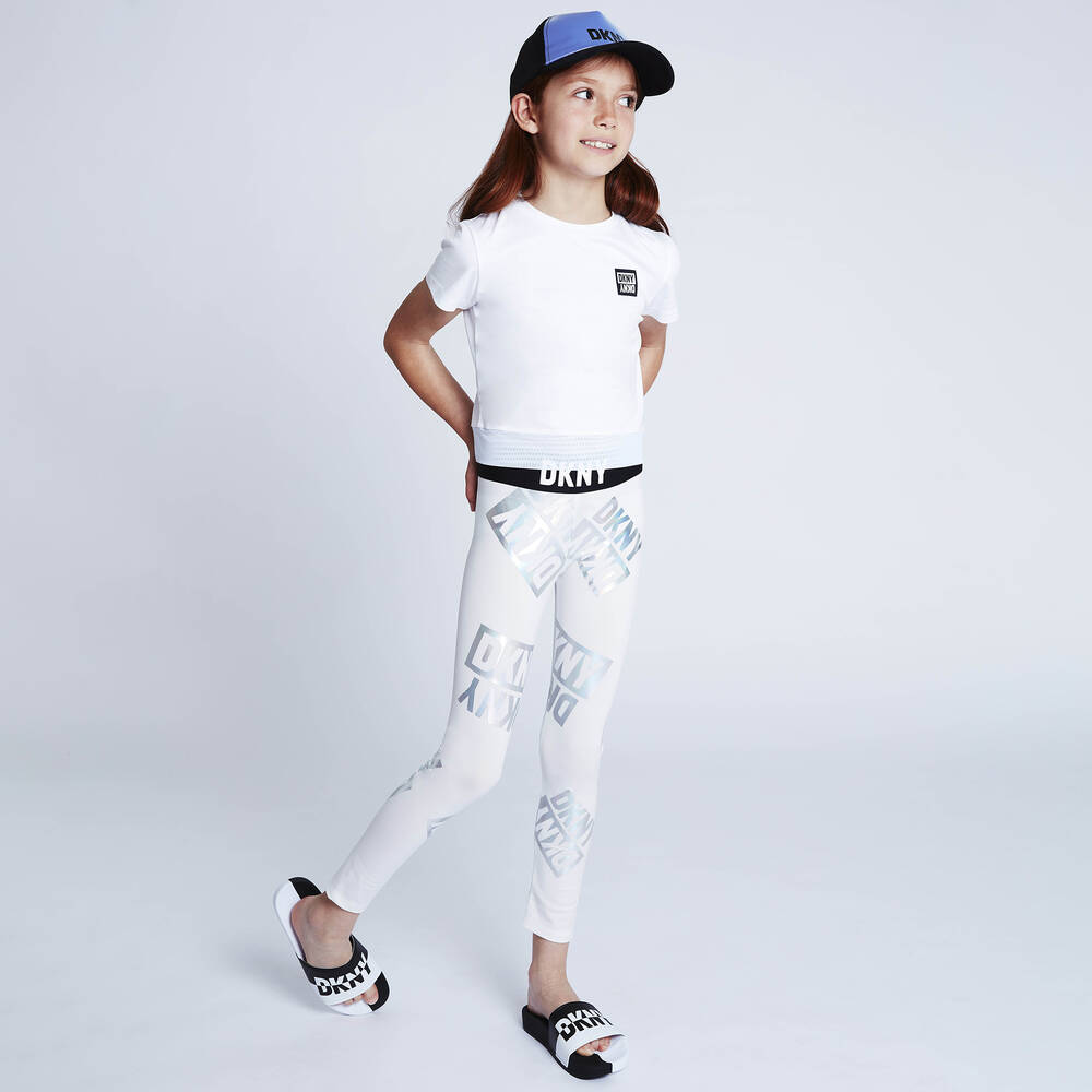 DKNY - Teen Girls White Cropped T-Shirt | Childrensalon Outlet