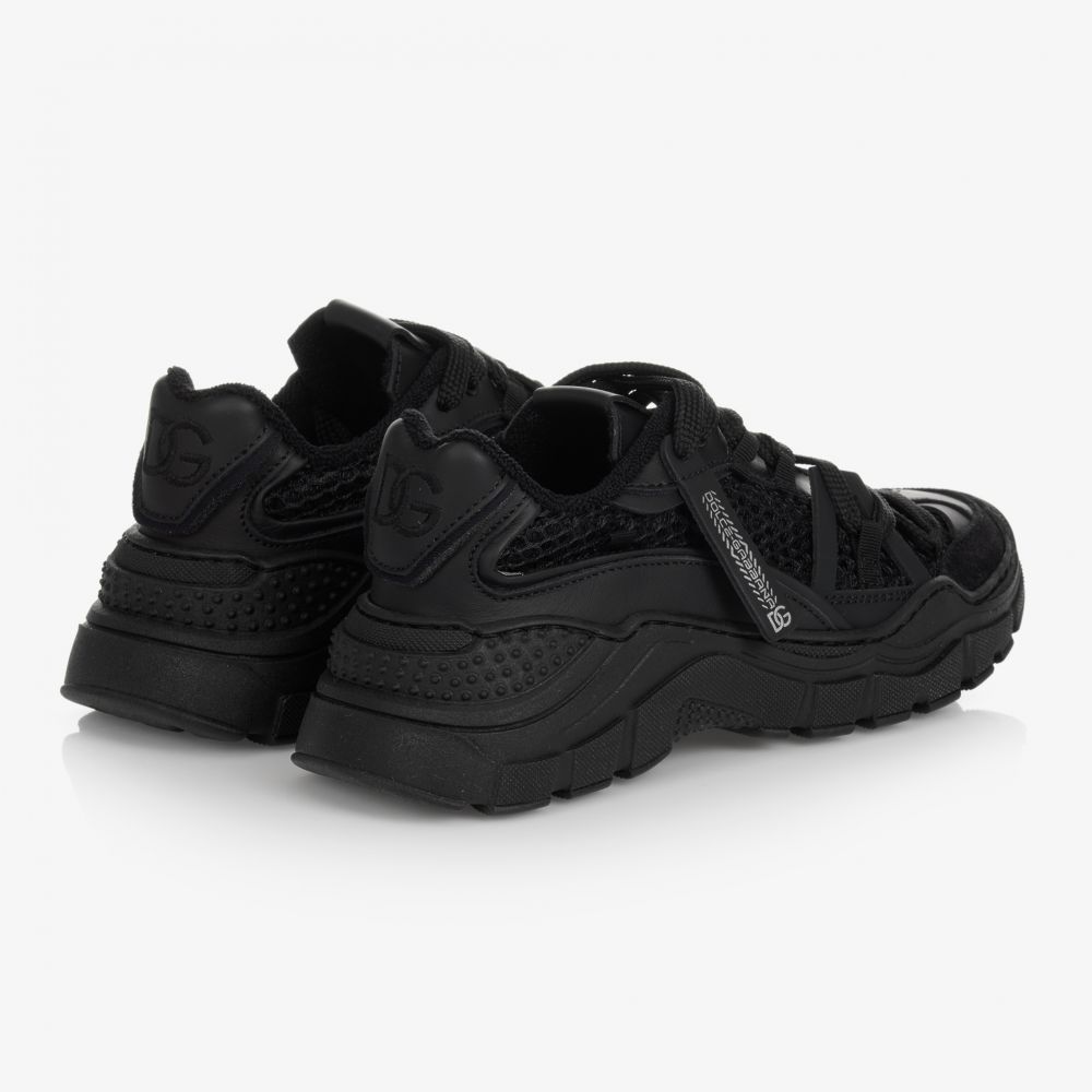 Dolce & Gabbana - Black DG Leather Trainers | Childrensalon Outlet