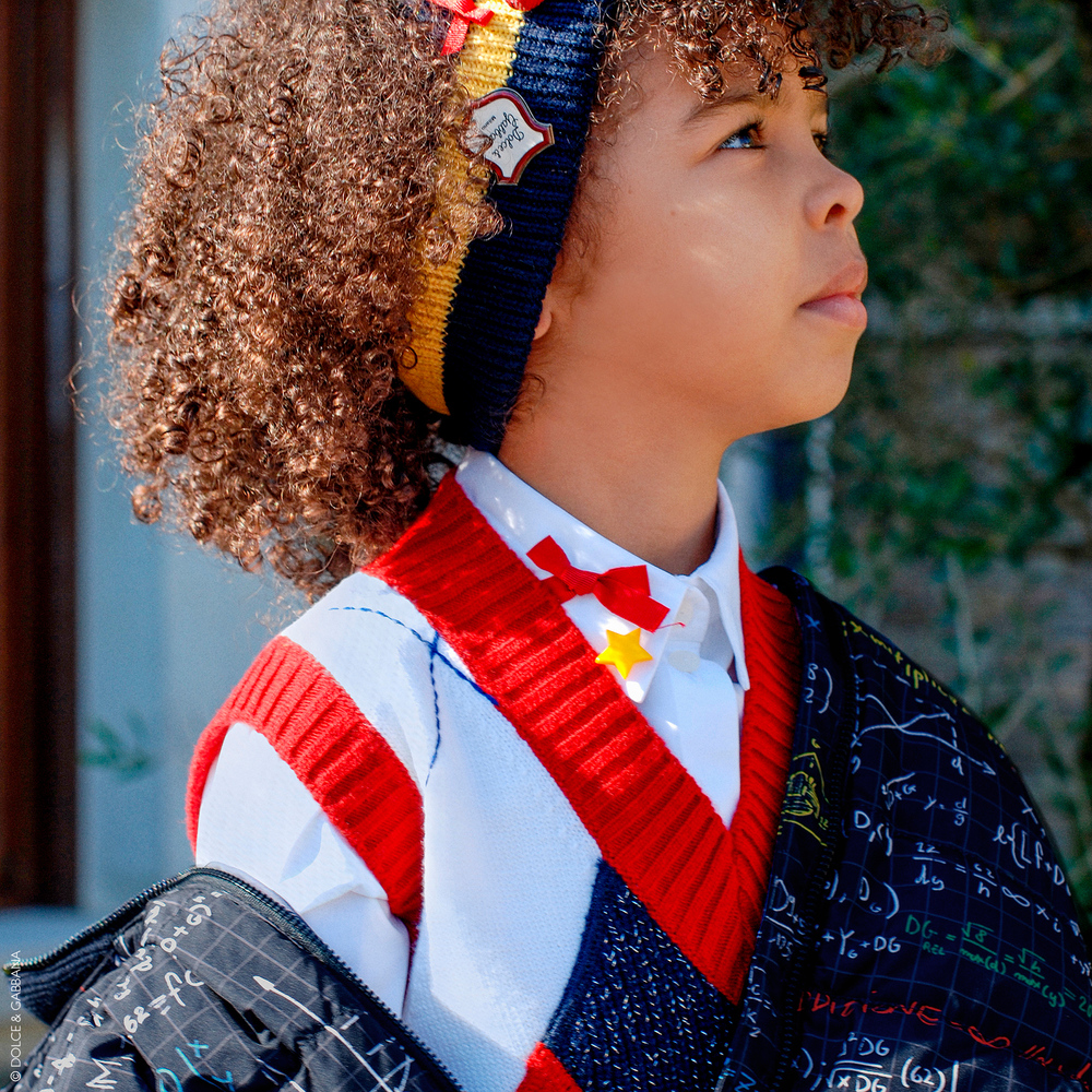 Dolce & Gabbana - Blue Algebra Down Padded Cape | Childrensalon Outlet