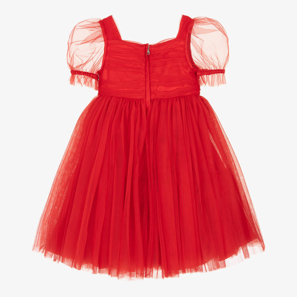 Dolce & Gabbana - Girls Red Tulle DG Logo Dress | Childrensalon Outlet
