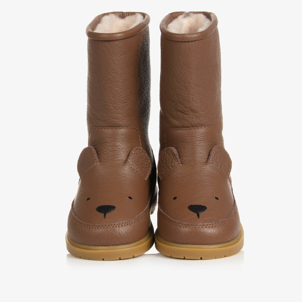 Donsje - Brown Leather Bear Boots | Childrensalon Outlet