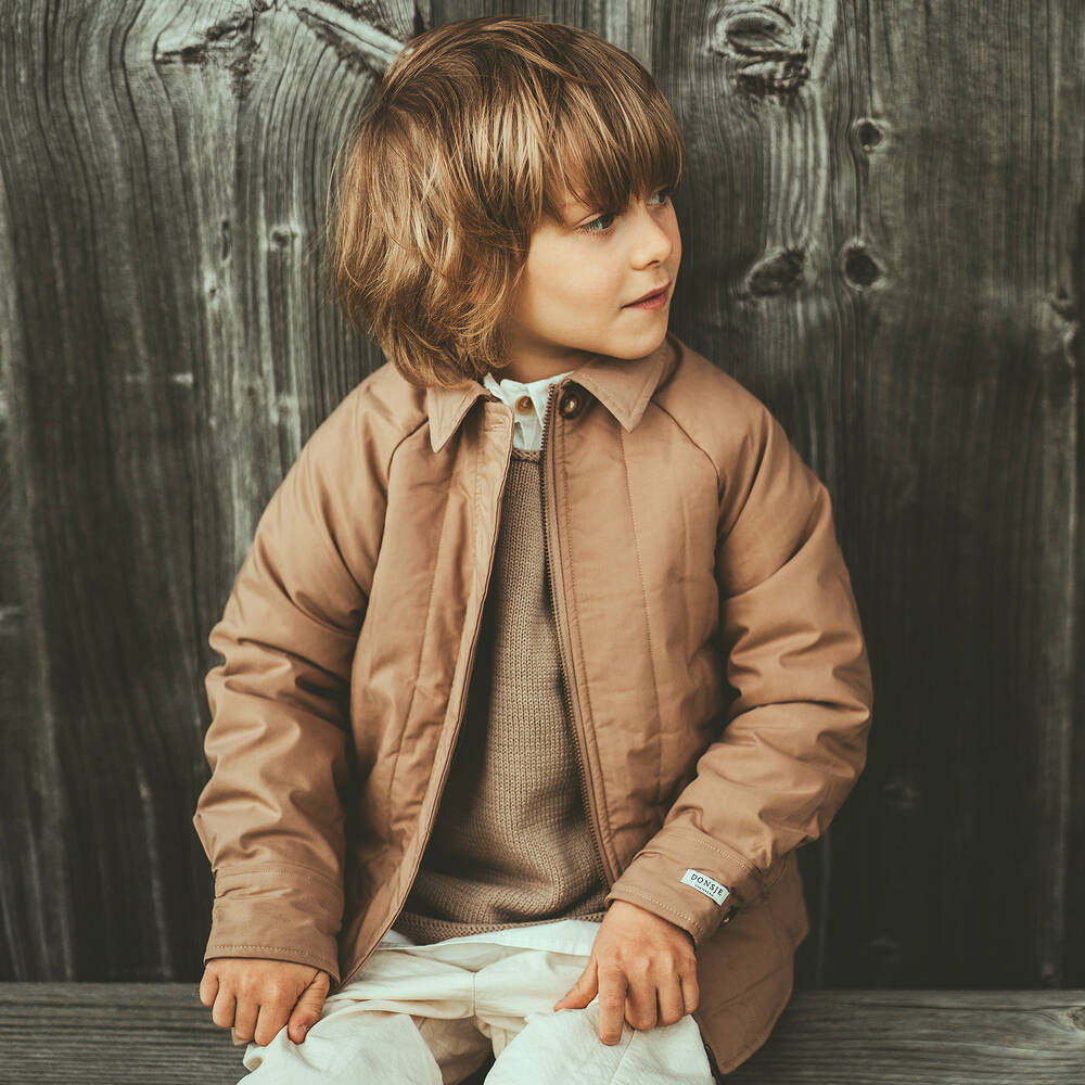Donsje - Brown Quilted Cotton Jacket | Childrensalon Outlet