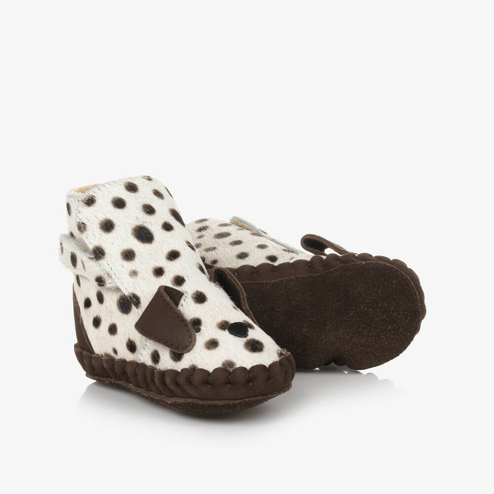 Donsje - Ivory & Brown Leather Dalmation Pre-Walkers | Childrensalon Outlet