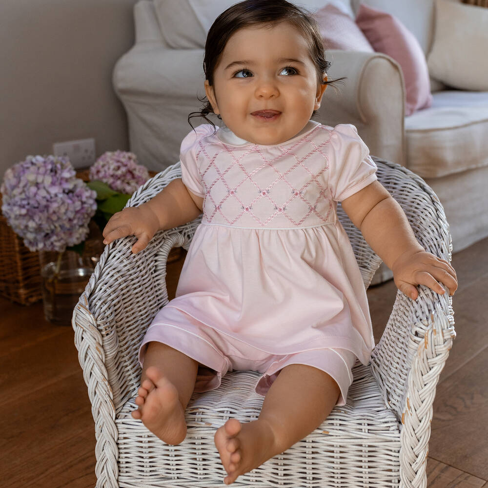 Emile et Rose - Baby Girls Pink Cotton Shorts Set | Childrensalon Outlet