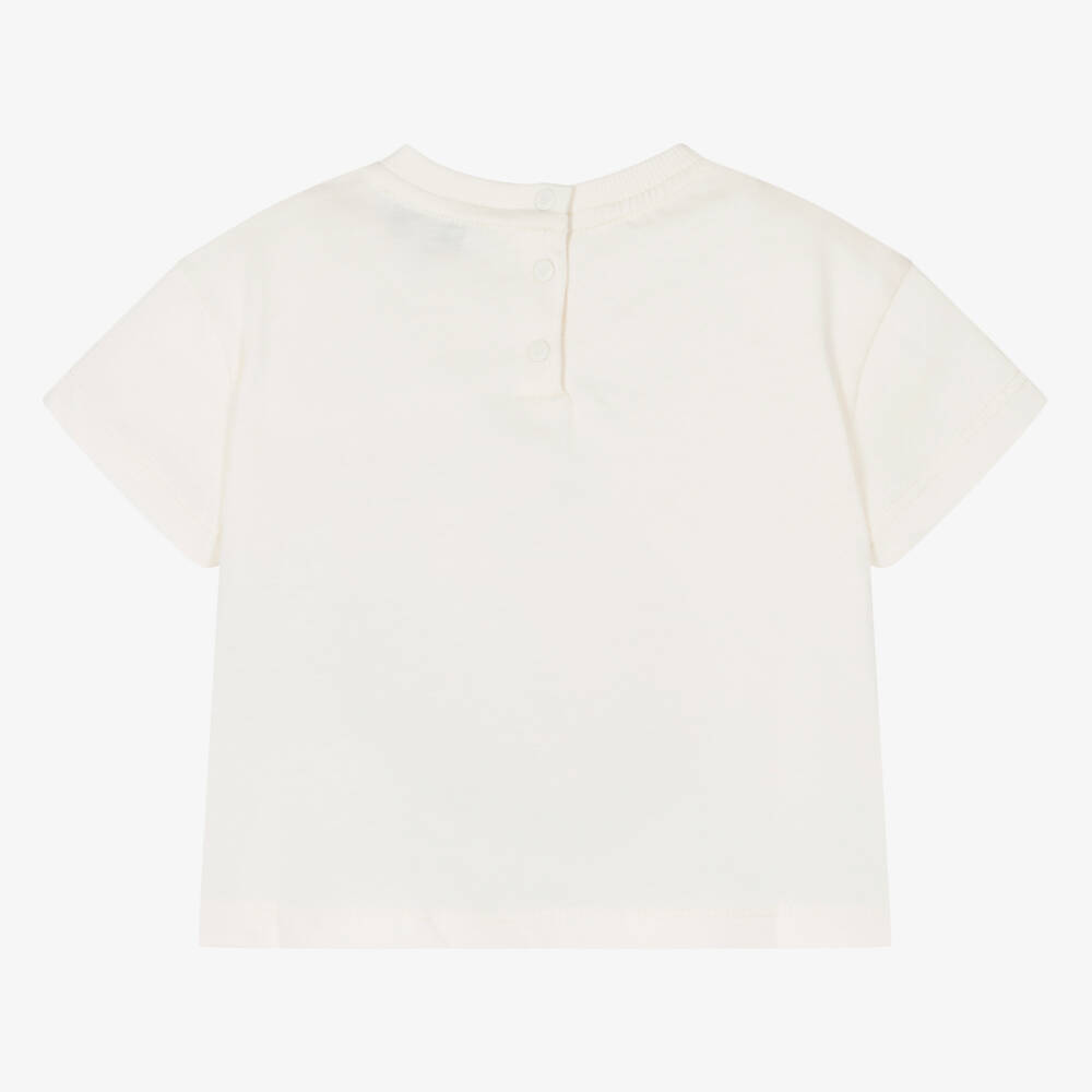 Emporio Armani - Girls Ivory Organic Cotton T-Shirt | Childrensalon Outlet