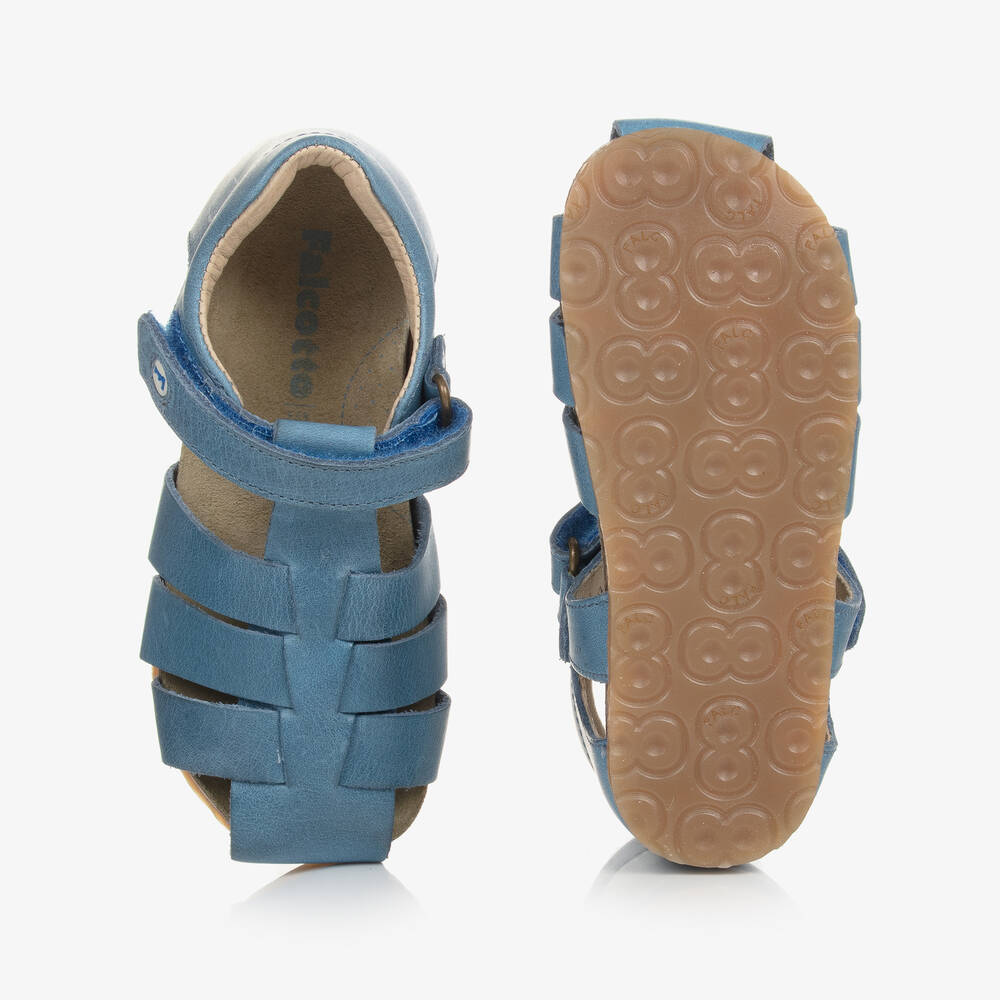 Falcotto by Naturino - Boys Blue Leather Cage Sandals | Childrensalon Outlet
