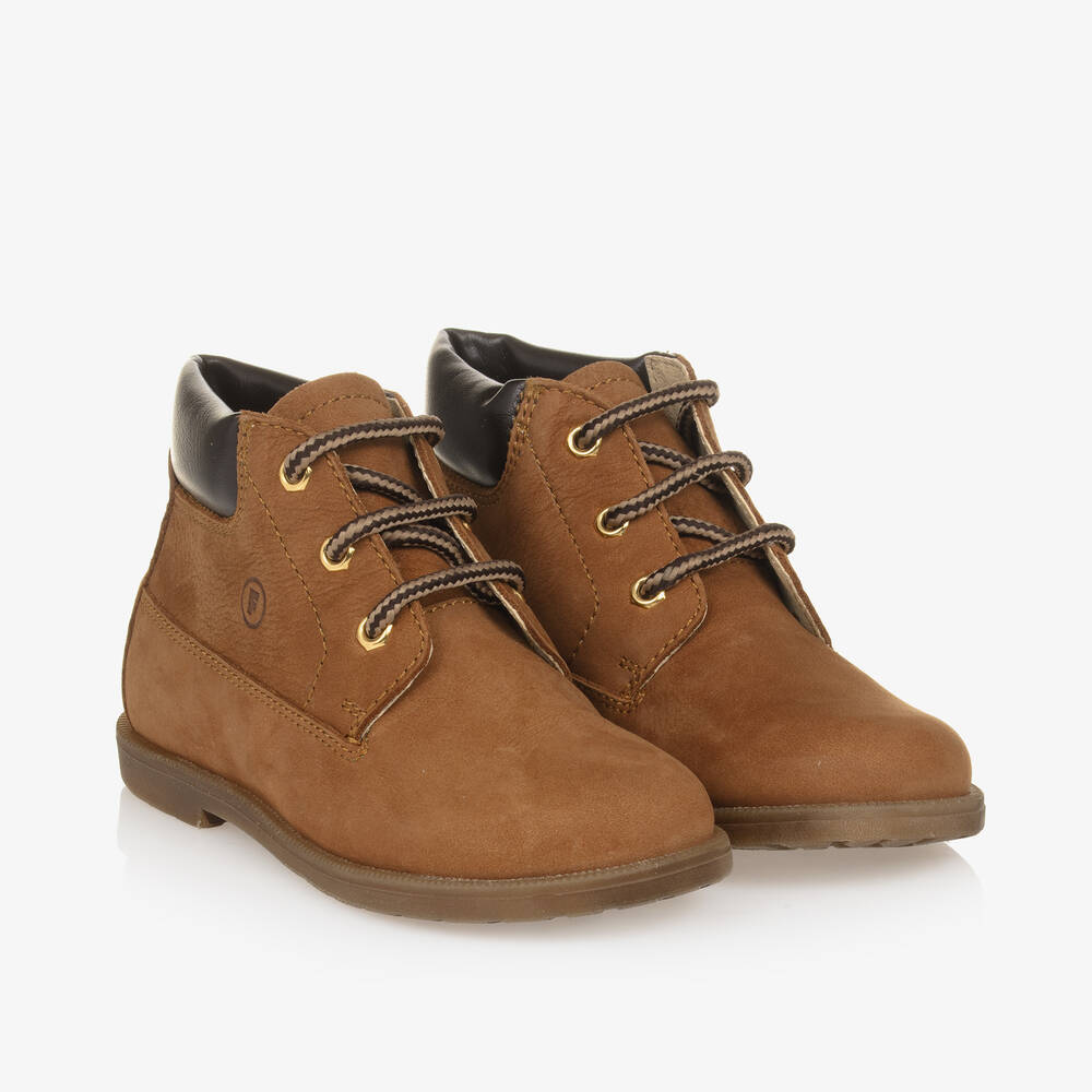 Falcotto by Naturino - Boys Brown Nubuck Leather Boots | Childrensalon Outlet