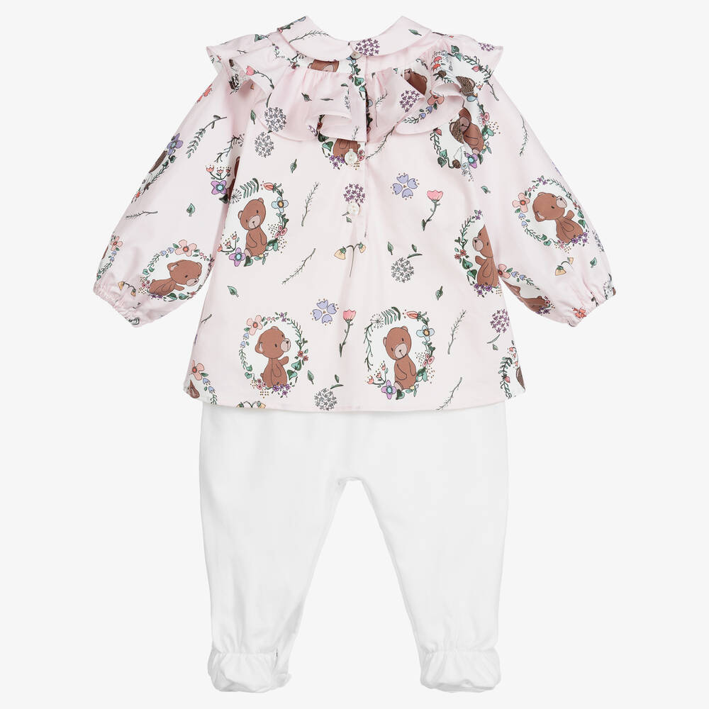 Fendi - Pink Teddy Top Printed Babygrow | Childrensalon Outlet
