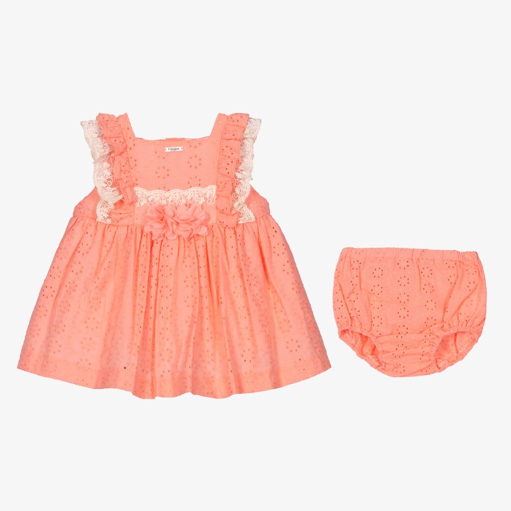 Foque - Baby Coral Pink Dress Set | Childrensalon Outlet