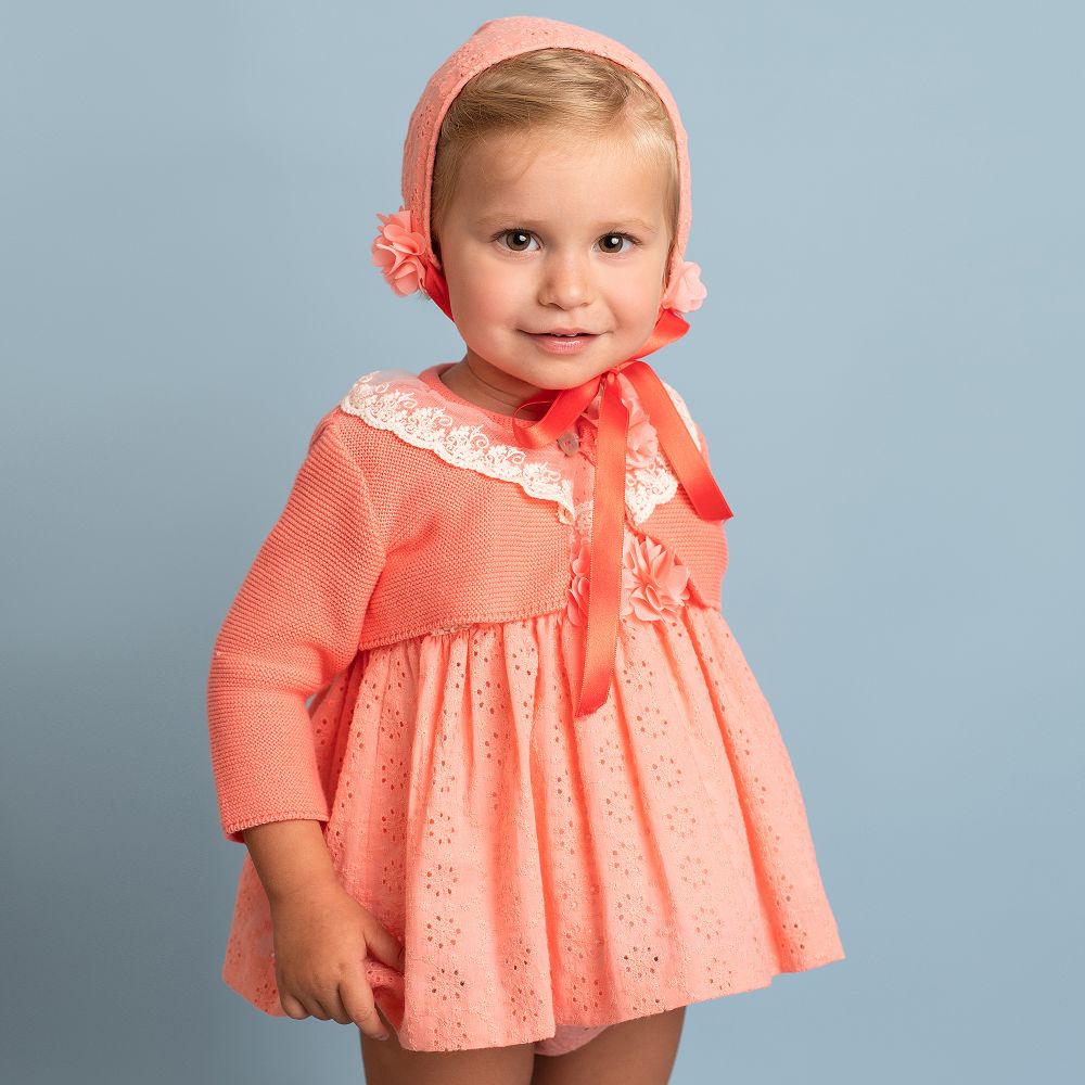 Foque - Baby Coral Pink Dress Set | Childrensalon Outlet