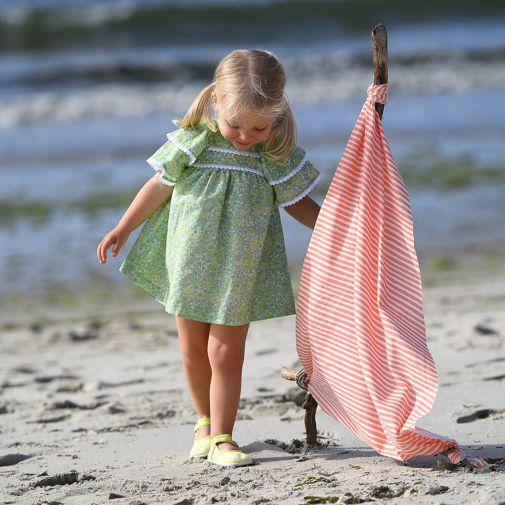 Foque - Girls Green Floral Print Dress | Childrensalon Outlet