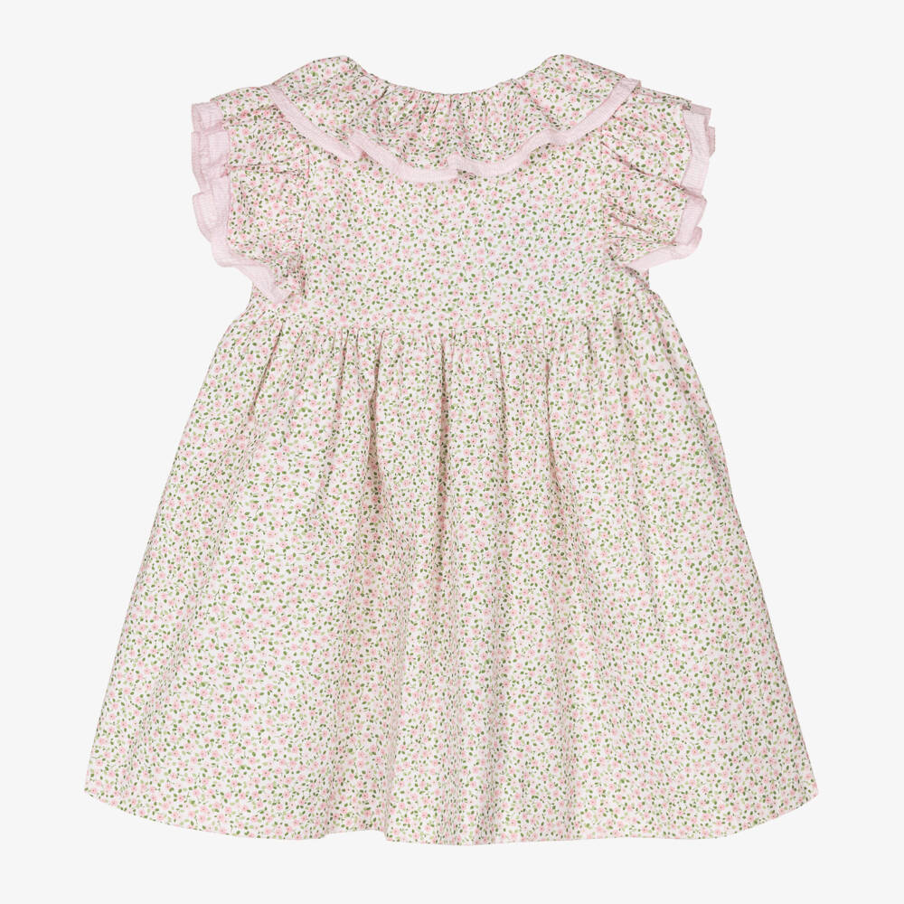 Foque - Girls Pink Floral Cotton Dress | Childrensalon Outlet