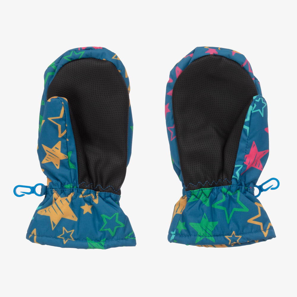 Frugi - Blue & Green Star Snow Mittens | Childrensalon Outlet