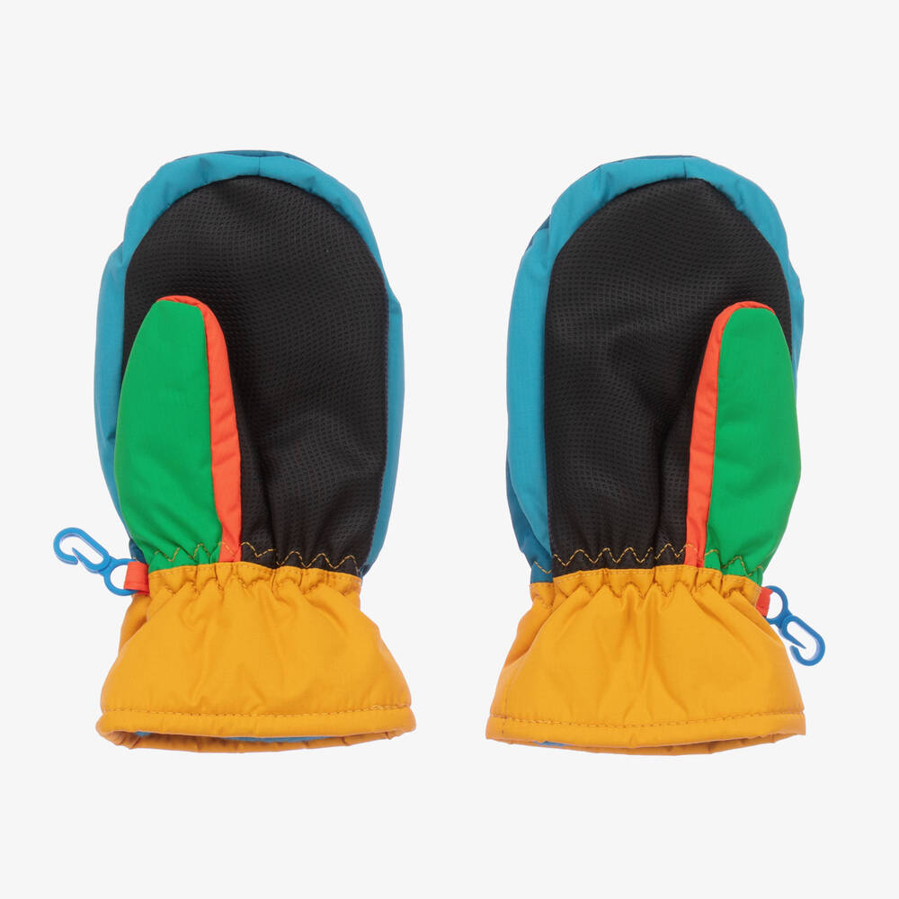 Frugi - Blue & Yellow Colourblock Snow Mittens | Childrensalon Outlet