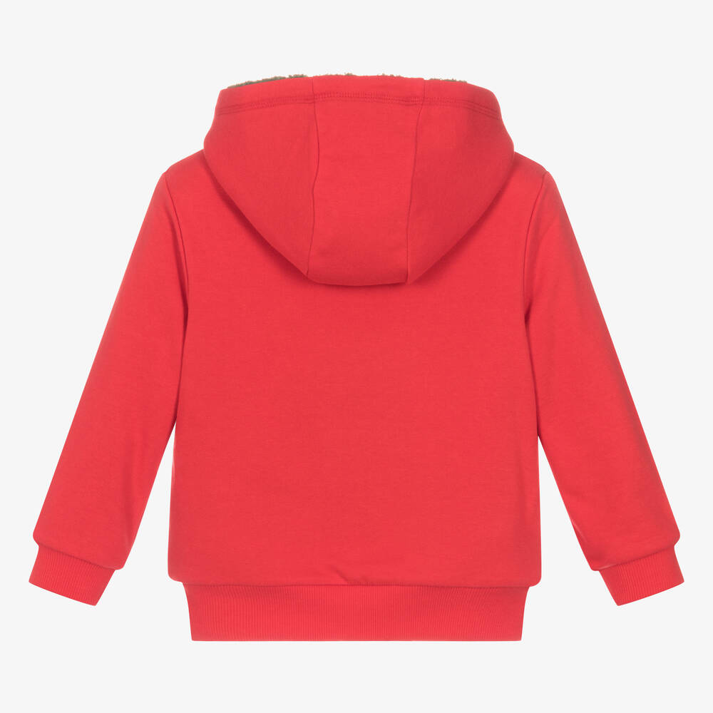 Frugi - Boys Red Cotton Zip-Up Hoodie | Childrensalon Outlet