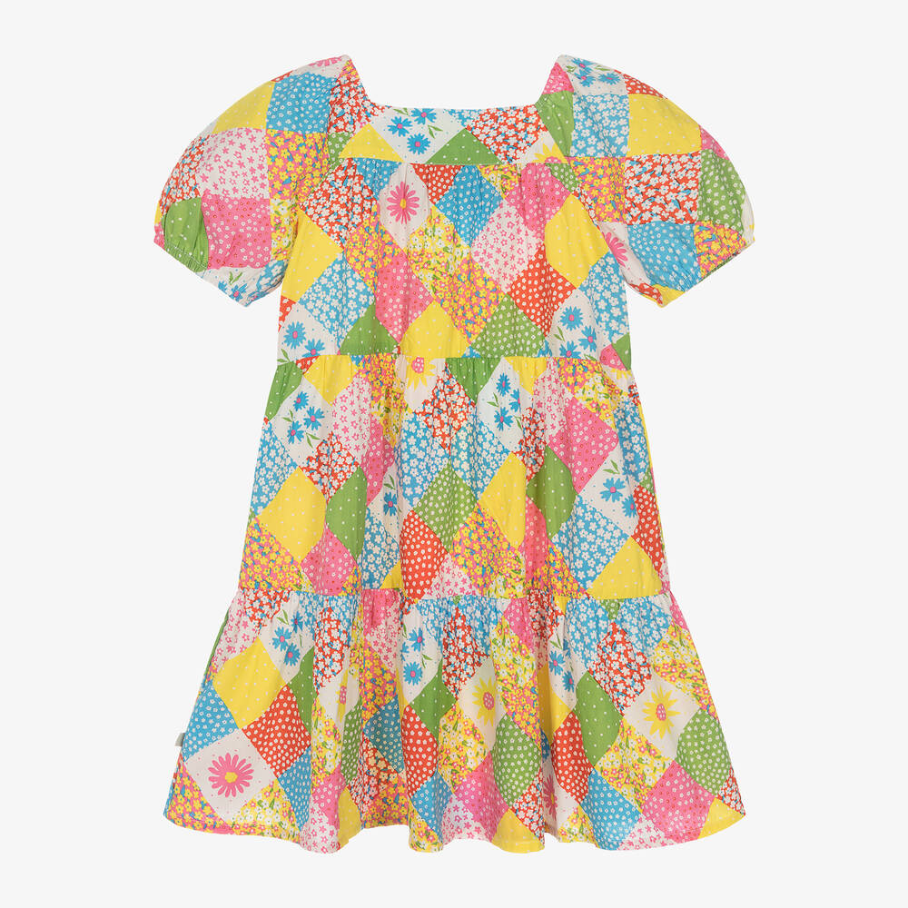 Frugi - Girls Pink Cotton Patchwork Dress | Childrensalon Outlet
