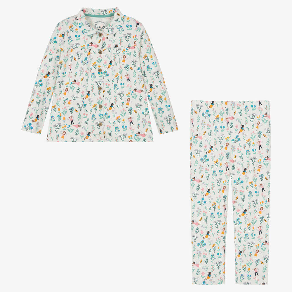 Frugi - Girls White Fairy Print Organic Cotton Pyjamas | Childrensalon ...