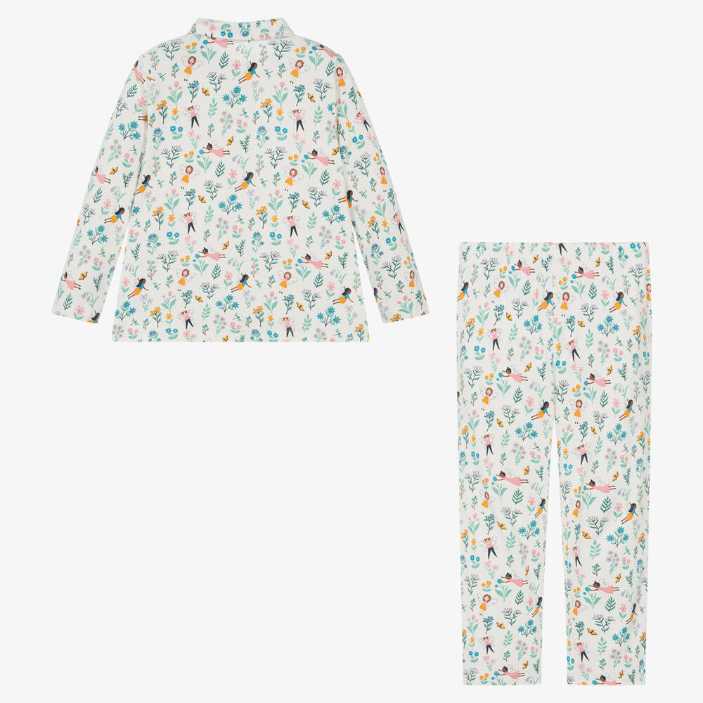 Frugi - Girls White Fairy Print Organic Cotton Pyjamas | Childrensalon ...