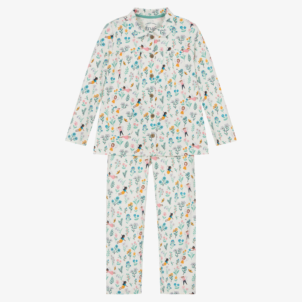 Frugi - Girls White Fairy Print Organic Cotton Pyjamas | Childrensalon ...