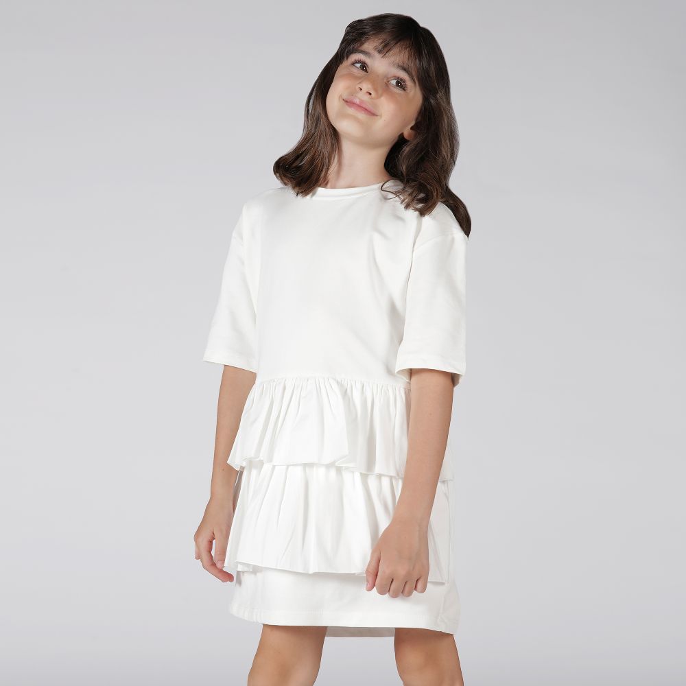 Fun & Fun - Girls Ivory Cotton Dress | Childrensalon Outlet