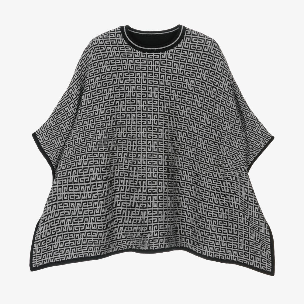 Givenchy - Girls Reversible Black Knit Poncho | Childrensalon Outlet