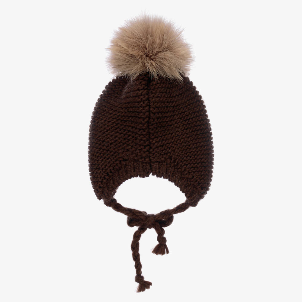 Gorros Navarro - Brown Knitted Hat & Snood Set | Childrensalon Outlet