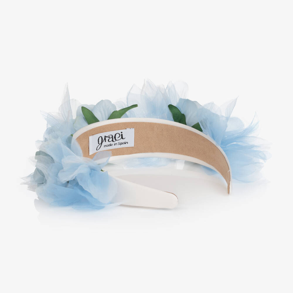 Graci - Girls Blue Floral Hairband | Childrensalon Outlet