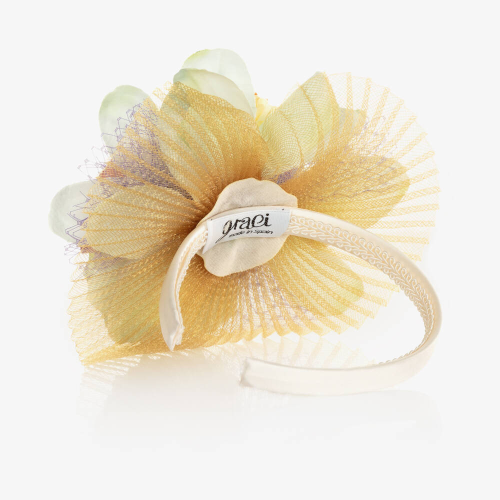 Graci - طوق للشعر تول مزين بورود لون أخضر للبنات | Childrensalon Outlet