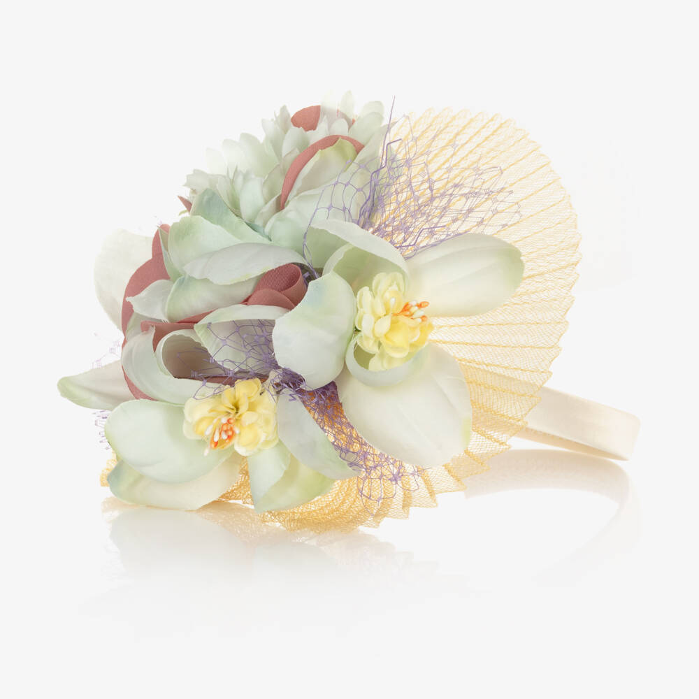 Graci - Green Tulle Flower Hairband | Childrensalon Outlet