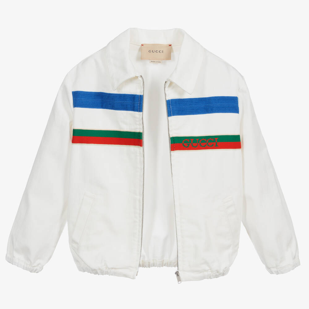 Gucci - White Cotton Logo Baby Jacket | Childrensalon Outlet