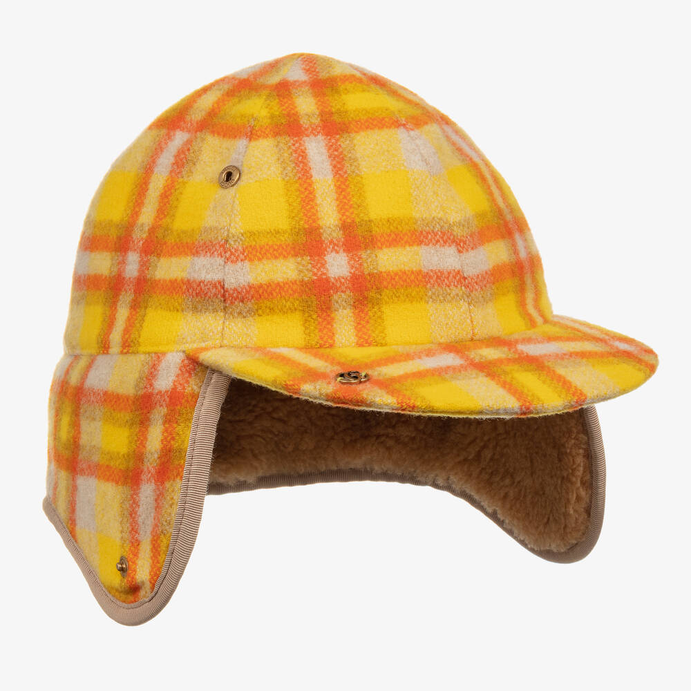 Gucci - Boys Yellow Checked Trapper Hat | Childrensalon Outlet