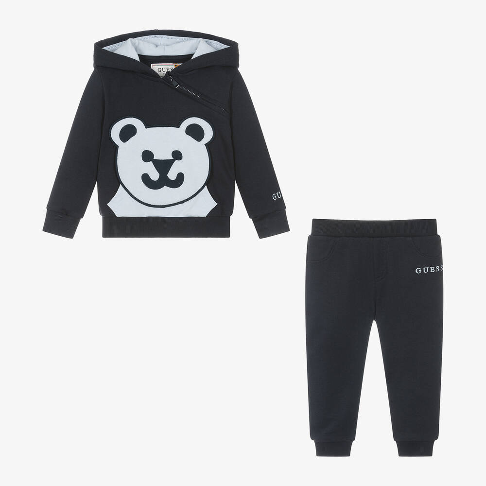 Guess - Baby Boys Blue Cotton Bear Tracksuit | Childrensalon Outlet