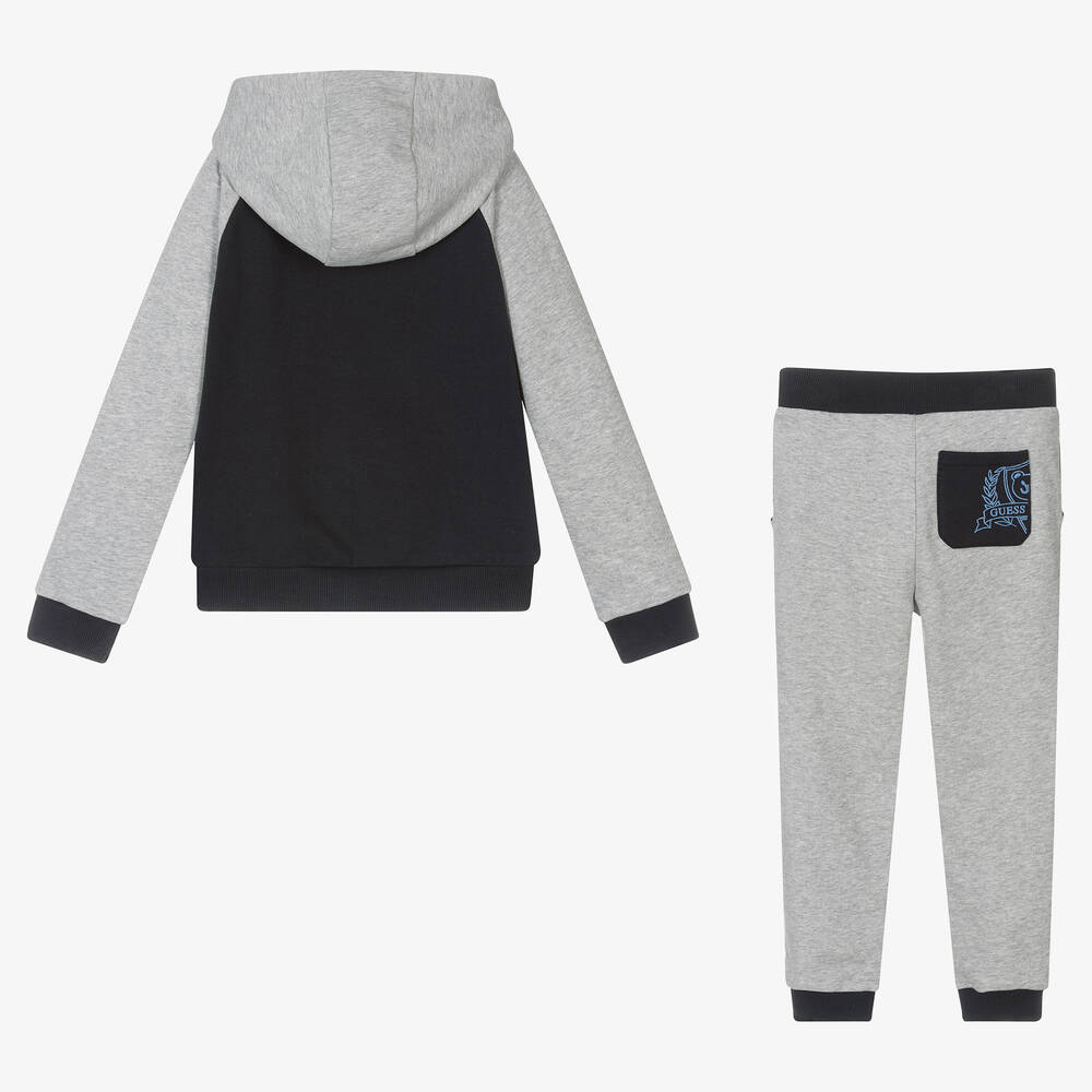 Guess - Boys Grey & Blue Cotton Tracksuit | Childrensalon Outlet