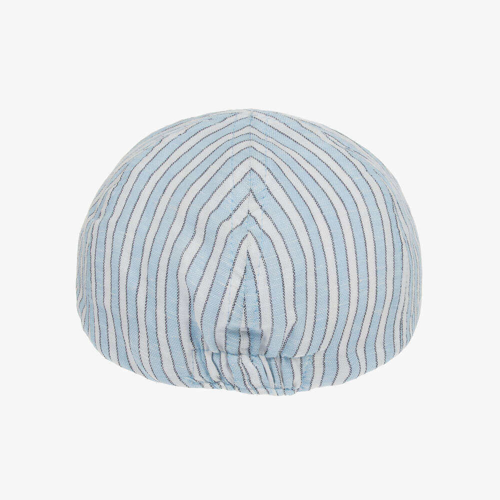 iDO Mini - Boys Blue Striped Linen & Cotton Cap | Childrensalon Outlet