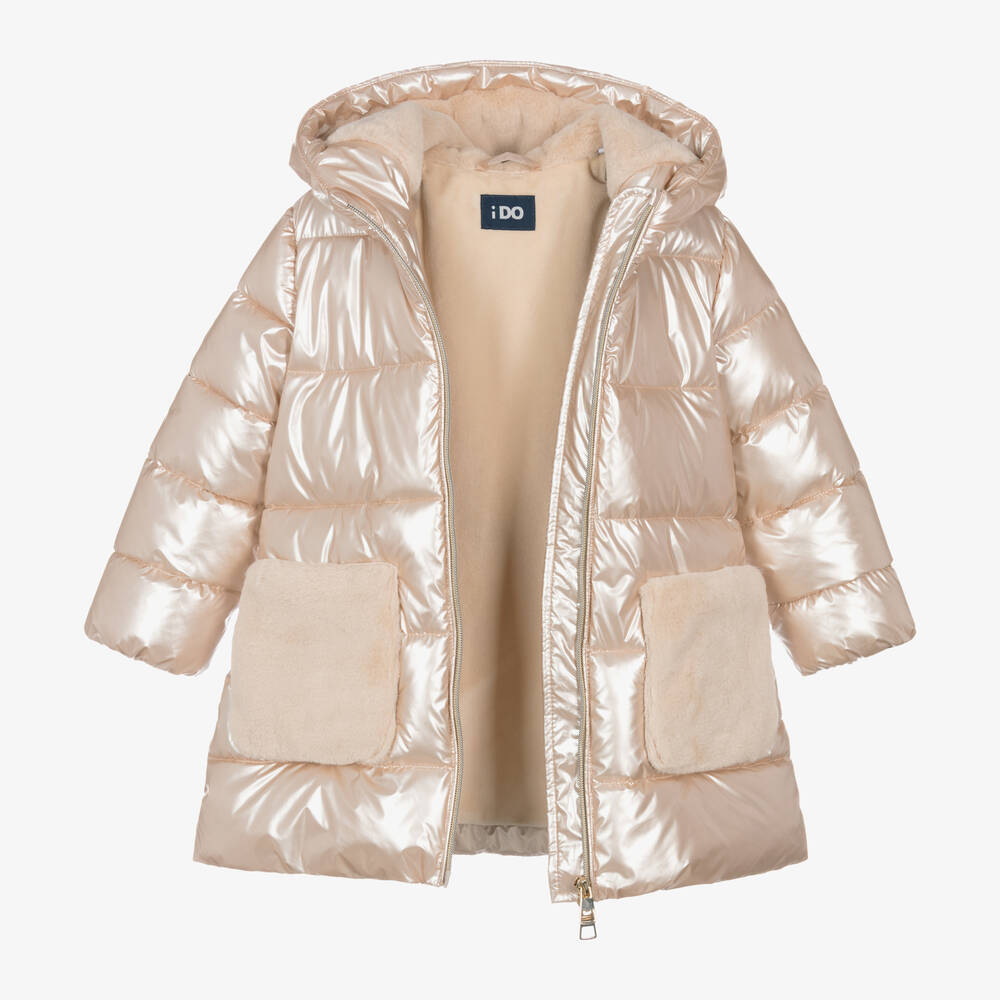 iDO Baby - Girls Rose Gold Puffer Coat | Childrensalon Outlet