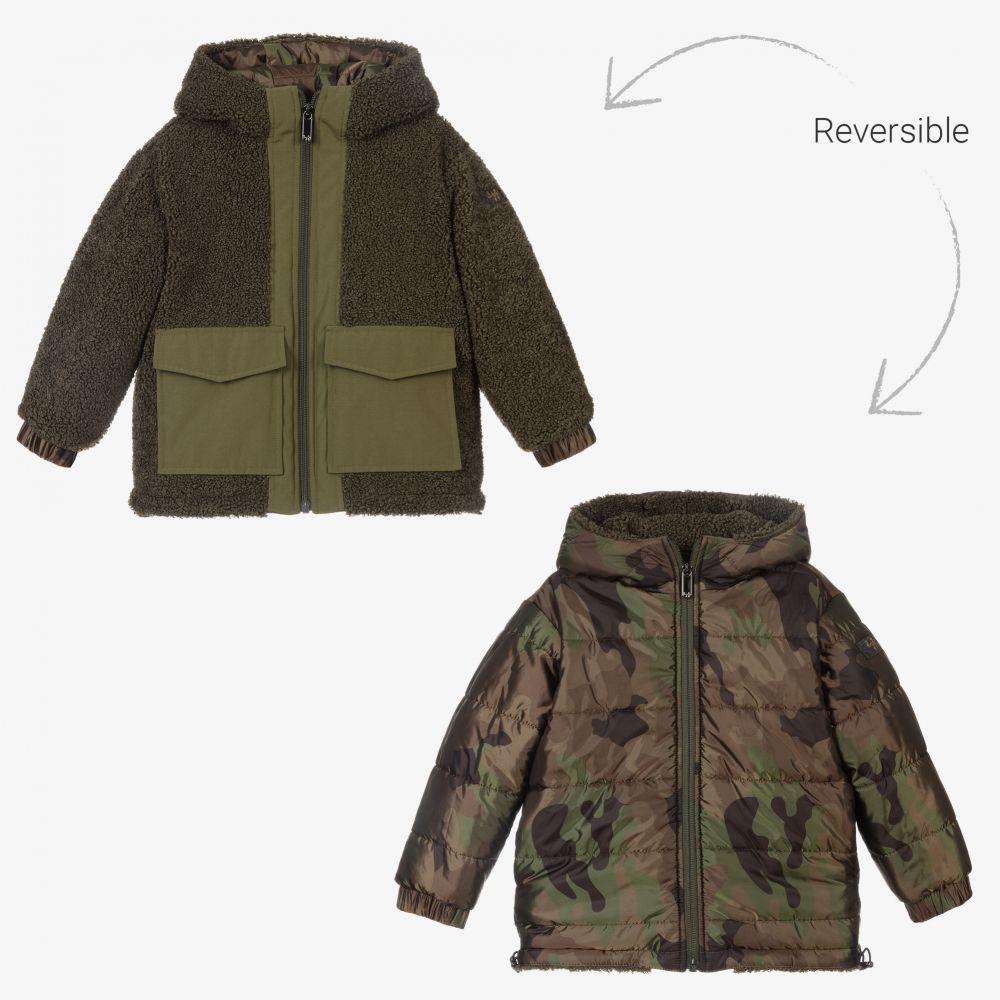 Il Gufo - Boys Green Reversible Jacket | Childrensalon Outlet