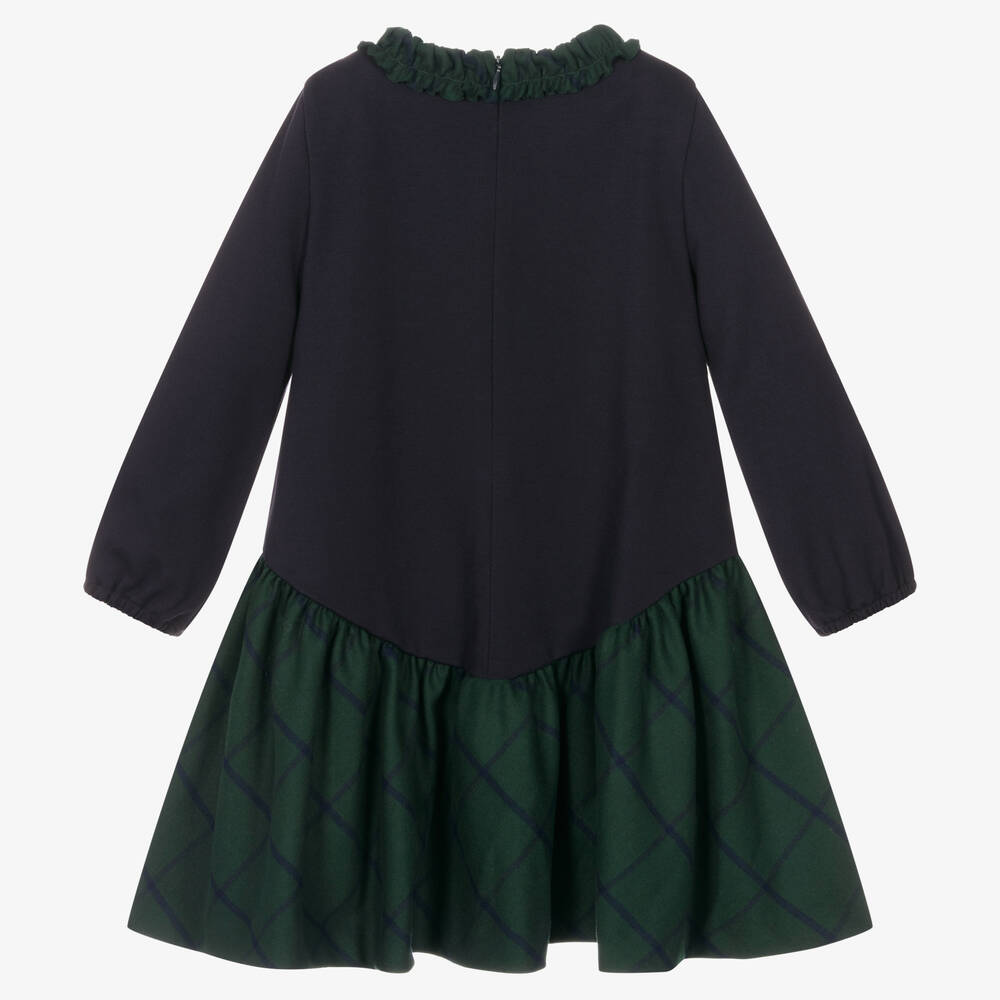 Il Gufo - Girls Blue & Green Check Dress | Childrensalon Outlet