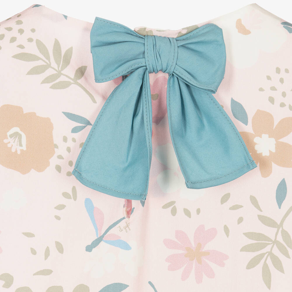 Il Gufo - Girls Pink Cotton Floral Dress | Childrensalon Outlet