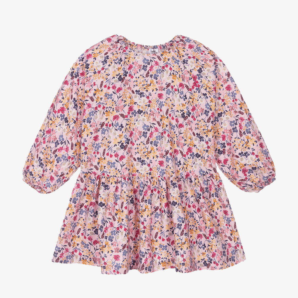 Il Gufo - Girls Pink Floral Viscose Dress | Childrensalon Outlet